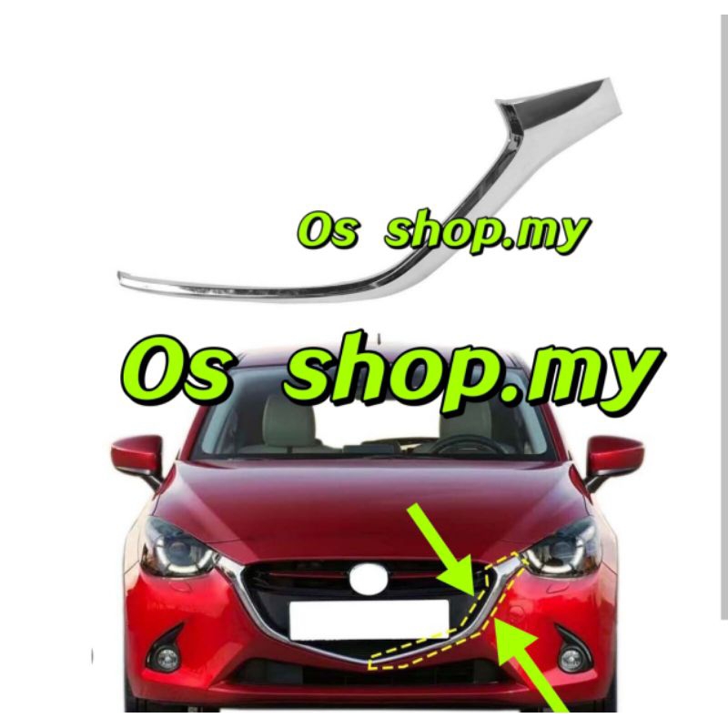 Mazda 2 DJ 2014-2019 Front Bumper Grille Molding Trim Chrome garnish ...