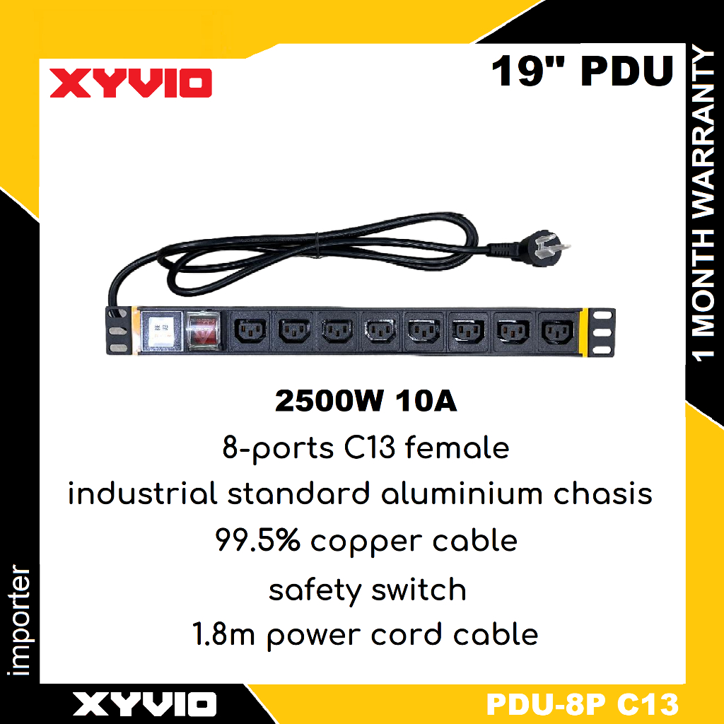 1u Pdu 10a 2500w Power Strip 2 25 Ways Iec C13 Output Socket 2m Extension Wire Pdu Power