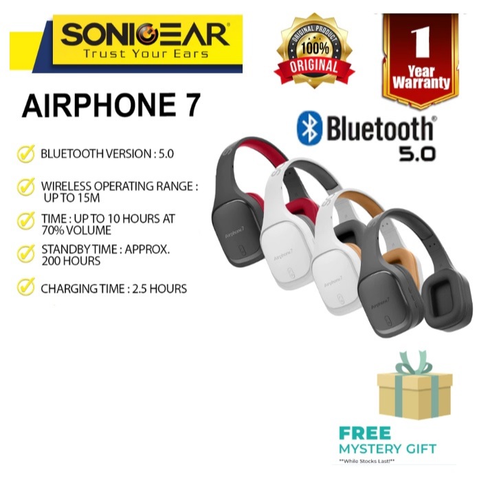 SonicGear Airphone 7 Bluetooth Headphones With Mic(10 Hours Playtime ...
