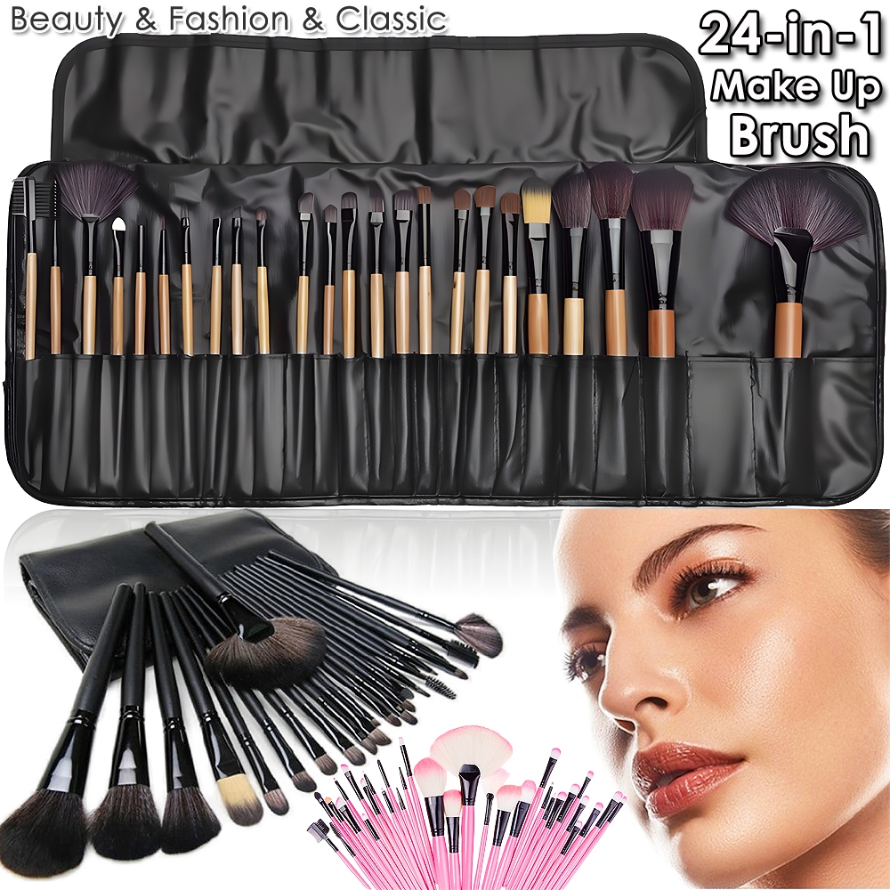 24-in-1 Makeup Brush Set Kit with Pouch 24pcs Makeup Travel Set Berus ...