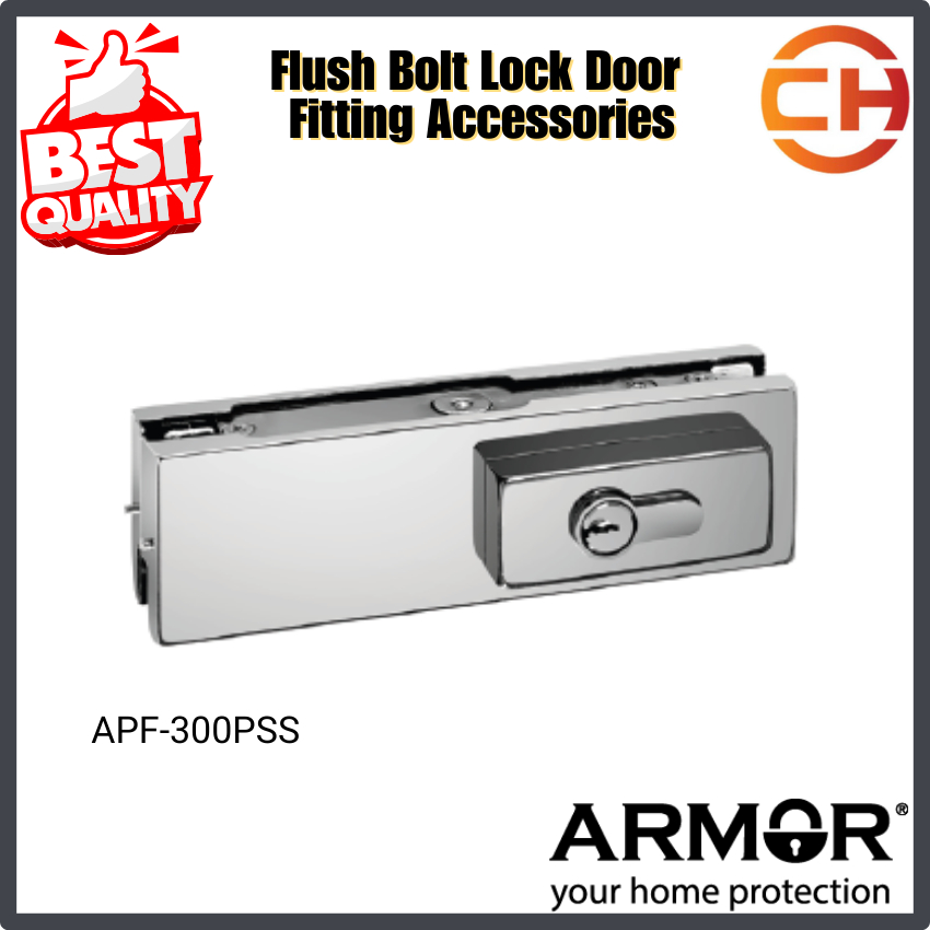 ARMOR Tempered Glass Door Lock with Double Cylinder Patch Lock (APF-300 ...
