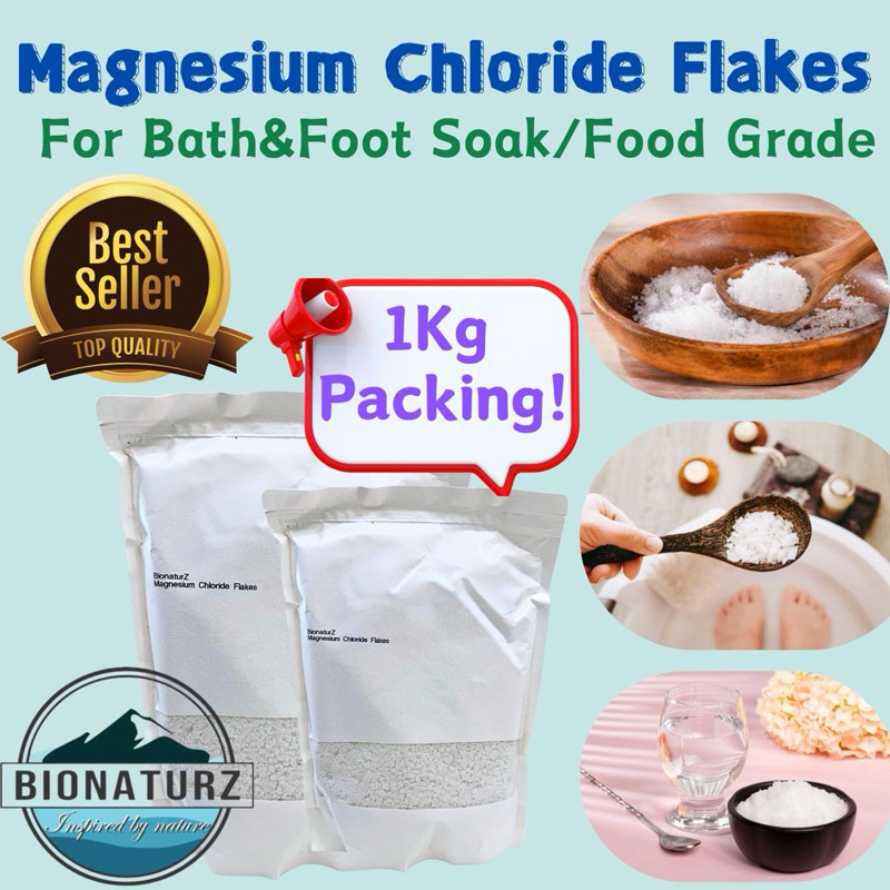 1kg 2kg food grade magnesium chloride flakes / Foot soak/ For bath ...