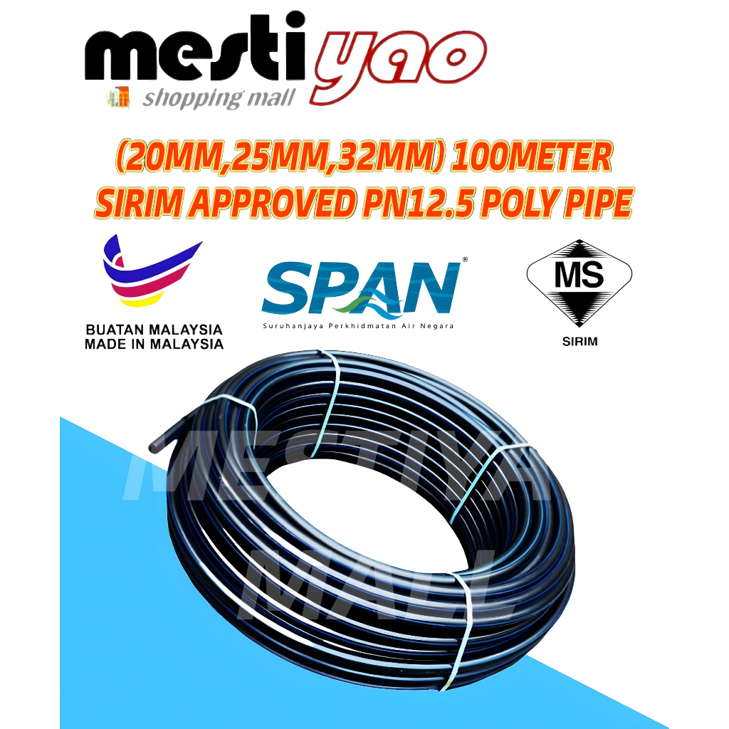 (100 METER 1ROLL) PN12.5 SIRIM POLY PIPE/HDPE PIPE/PIPE HITAM/PIPE KEBUN/POLY PAIP | Shopee Malaysia