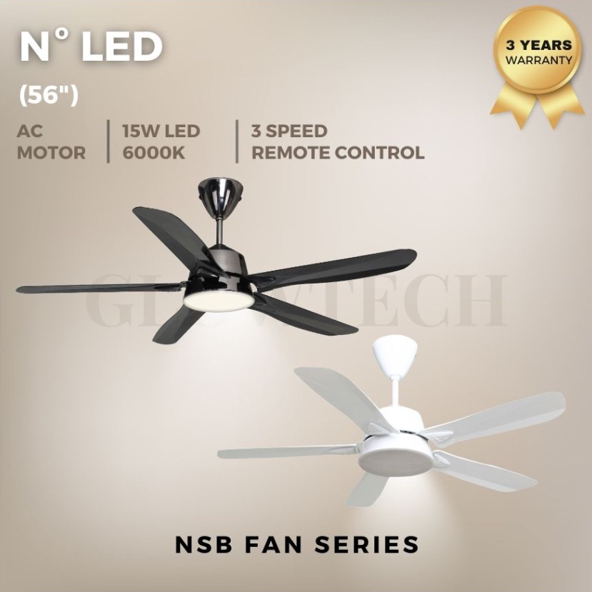 NSB FAN NLED 5B 56" AC Motor Ceiling Fan Remote Control / LED Lighting ...