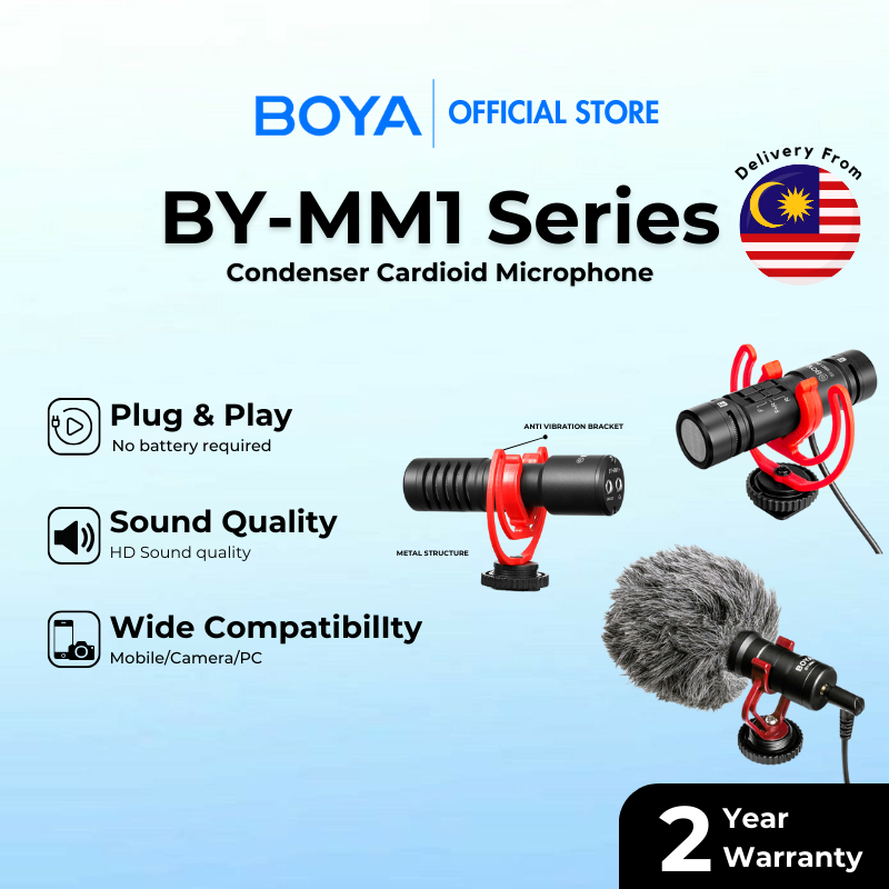 BOYA BY-MM1 MM1+ MM1 PRO Series Super-Cardioid Condenser Shotgun ...