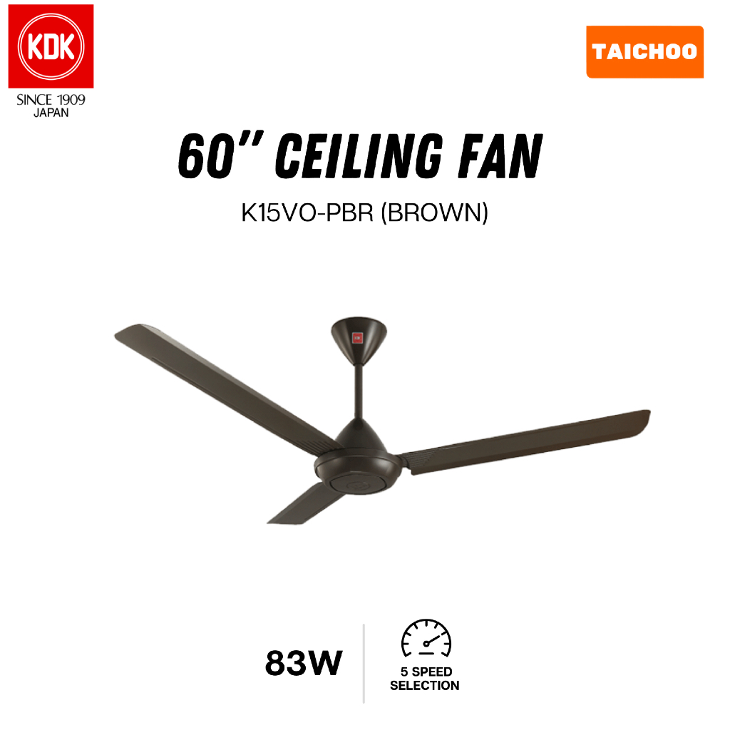 KDK 60” Ceiling Fan (White & Brown) K15V0 | Shopee Malaysia