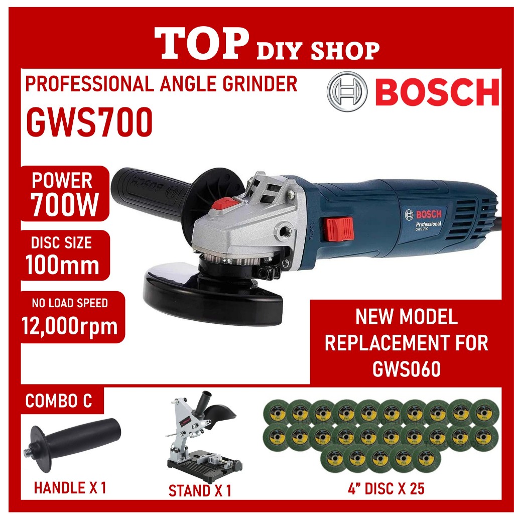 BOSCH Angle Grinder GWS700 700W 4" Electric Grinder Bosch Combo Mesin ...