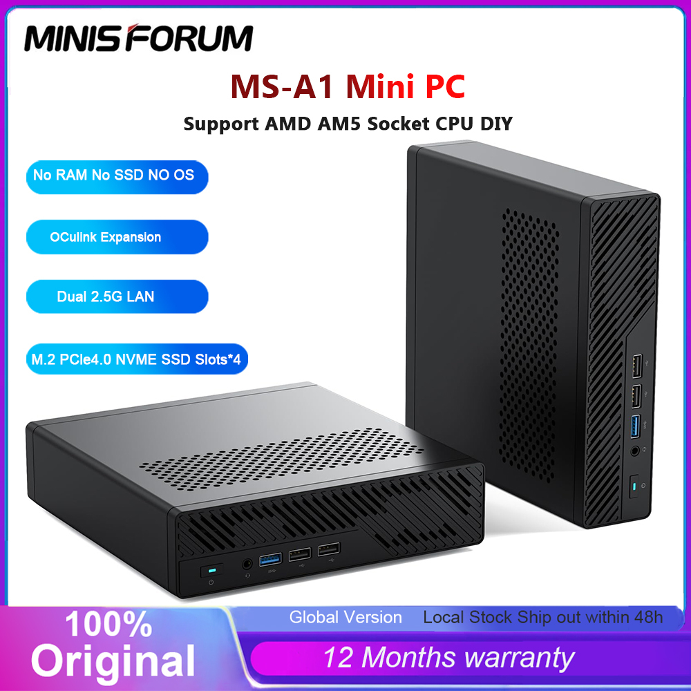 MINISFORUM MS-A1 Mini PC 5800X/9800X3D/9950X3D OCulink Support AMD AM5 Socket CPU DIY Gaming ...