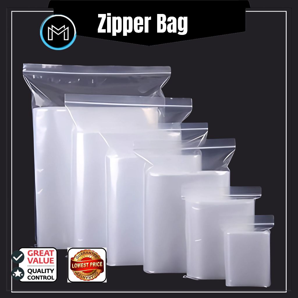 100pcs Zipper Bag Extra Thickness 0.10mm Zipper Bag Lock Plastik Beg ...