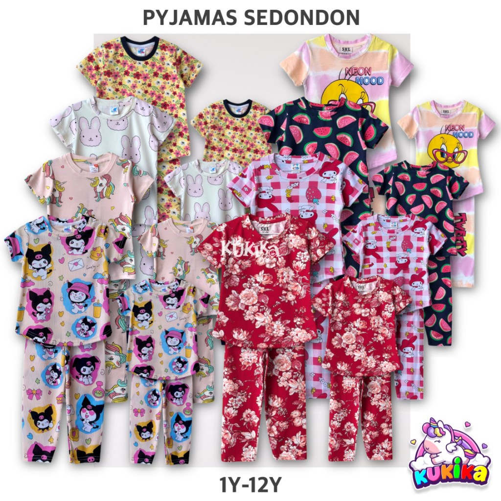 1Y-12Y •SKL RS• PYJAMAS SHORT SLEEVE COTTON GIRL | SEDONDON KIDS & BIG ...