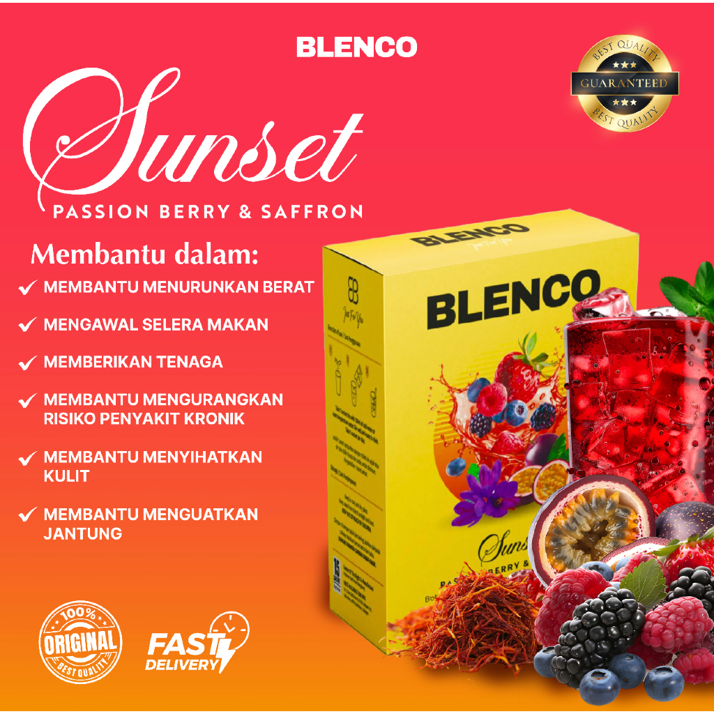 🔥7.7 PROMO🔥 BLENCO PASSION BERRY + SAFFRON TANPA GULA (WEIGHT LOSS KURUS FIT SLIM DIET GLOW ...