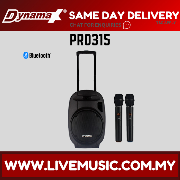 DYNAMAX PRO315 15" 180W Bluetooth Portable Active PA Speaker System ...