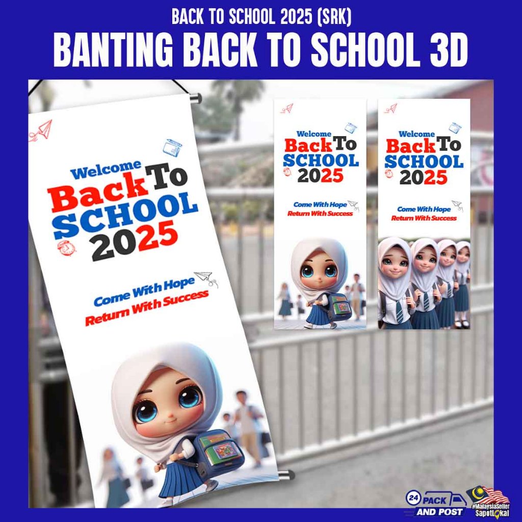 Banting 3D BACK TO SCHOOL 2025 / Kembali Ke Sekolah 2025 / saiz (2x5 FT) - SRK | Shopee Malaysia