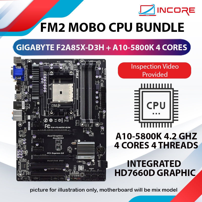 FM2 Bundle - Gigabyte F2A85X-D3H with AMD A10-5800K up to 4.2 Ghz Quad ...