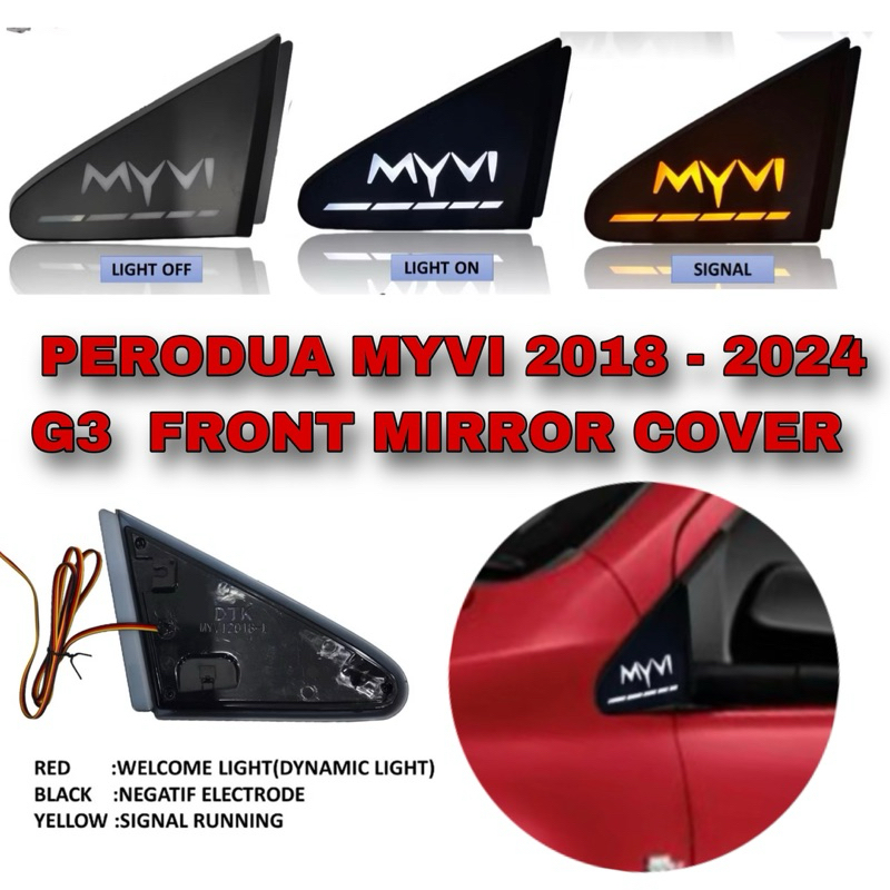 Front side mirror Triangle Cover With led Alza/Myvi/Axia/Bezza | Shopee ...