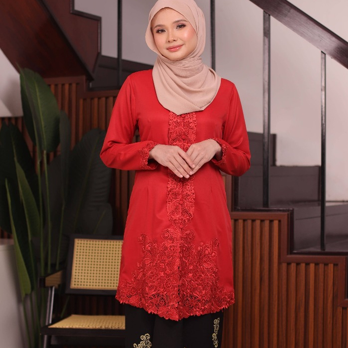 BYHISDAISY (TOP) Kebaya Labuh Safwa Cotton Linen Senang Gosok Muslimah ...