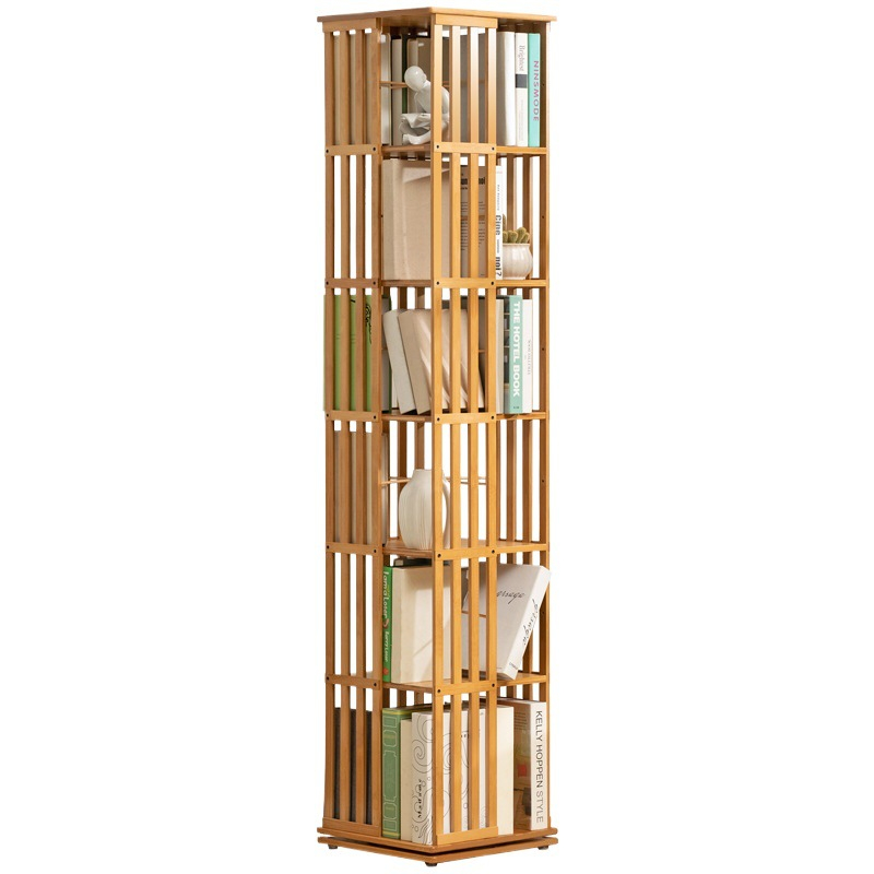 All Solid Wood Rotating Bookshelf Children Student Bookcase Storage ...