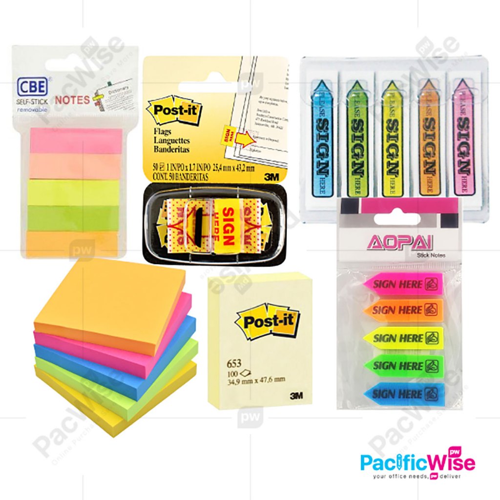 Sticky Note / CBE / 3M Post-it / Nota Melekit / 5 Colour Memo Pad ...