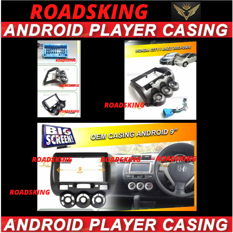 CAR AUDIO CASING ANDROID 9 INCH HONDA CITY JAZZ 2003-2007 SOCKET CABLE ...