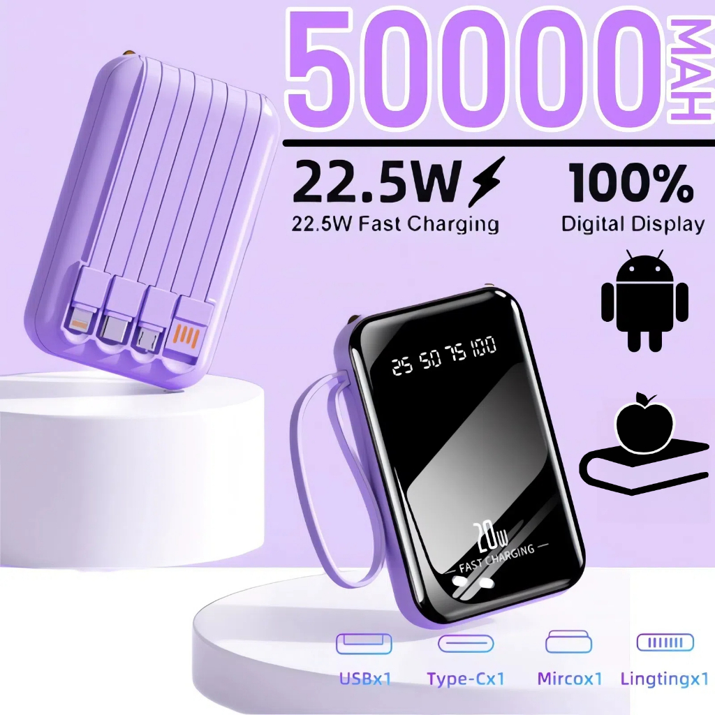 Mini powerbank 50000mah with built in 4cable Fast Charge Pocket ...