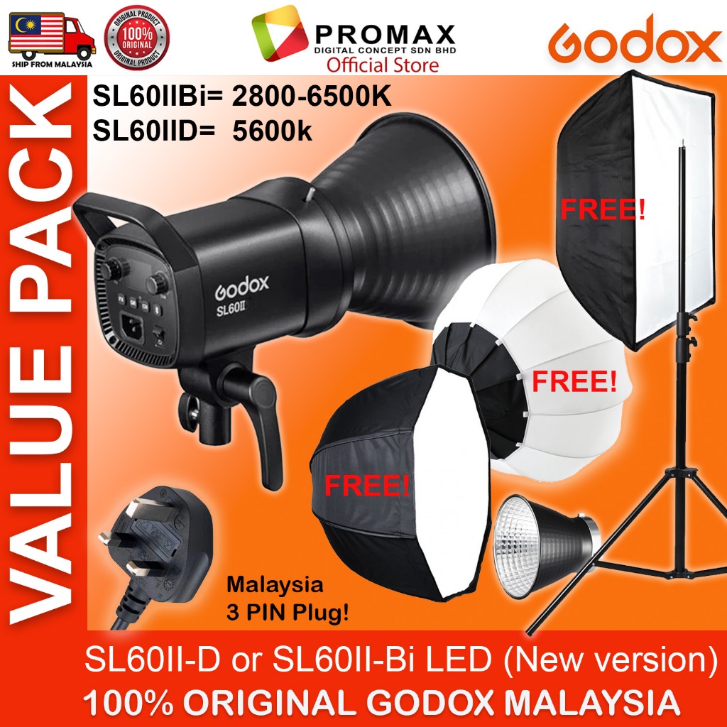 CHEAPEST! Godox SL60 II SL60IID SL60IIBi with Lantern Octa 95cm 60x90cm ...
