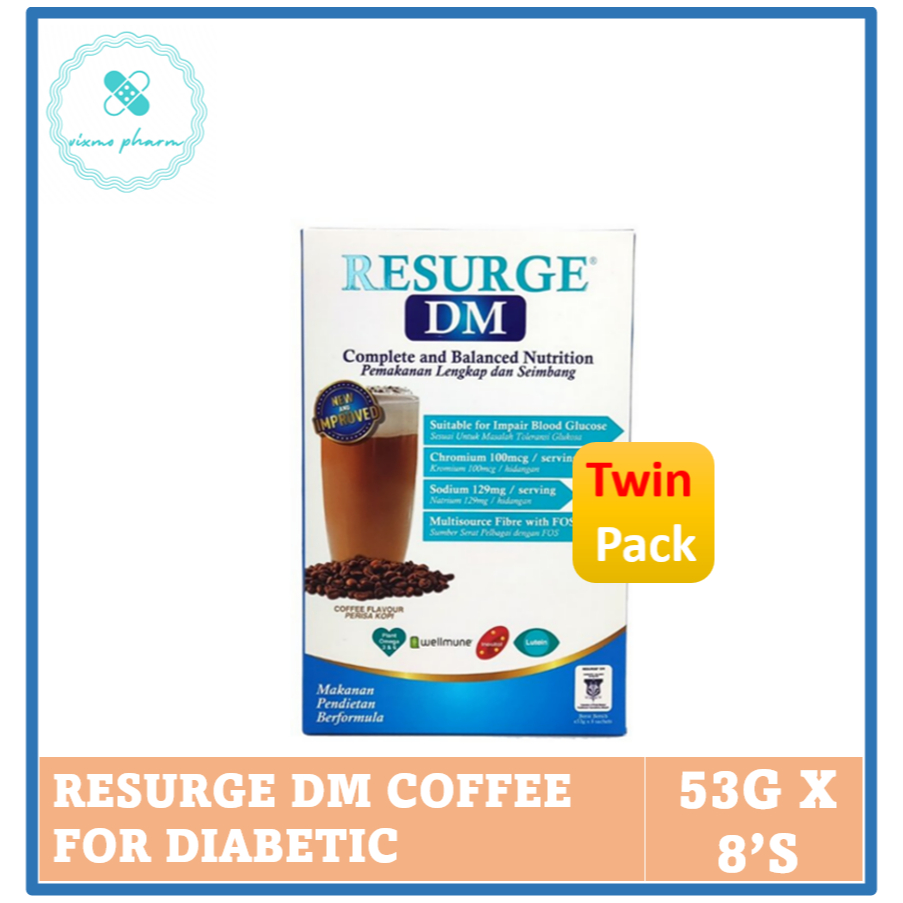 RESURGE DM COFFEE MILK POWDER BOX (53G X 8'S X 2) LACTOSE-FREE, GLUTEN ...