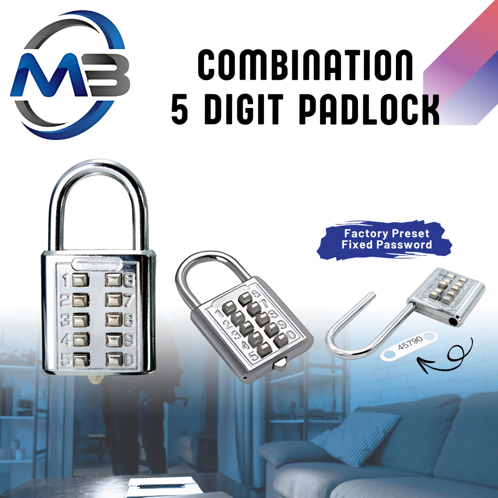 5 Digit Push Button Password Metal Combination Lock for Home and ...