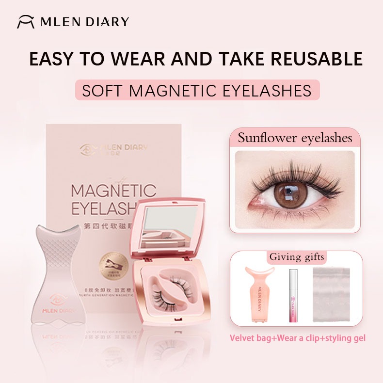 MLEN DIARY soft magnetic eyelashes do not require glue 3D 6D eyelashes ...
