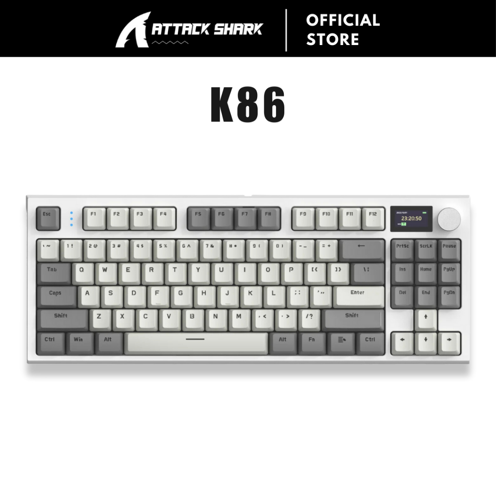 ATTACK SHARK K86 75% Wireless Mechanical Keyboard with TFT Color Display & Knob Hot-Swap Full ...