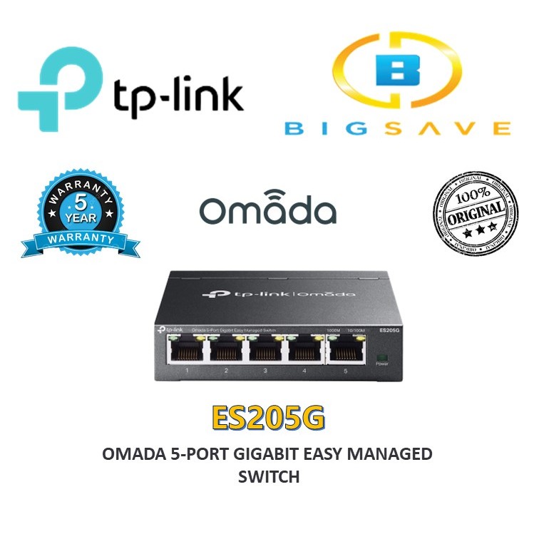 TP-LINK ES205G OMADA 5-PORT GIGABIT EASY MANAGED SWITCH | Shopee Malaysia