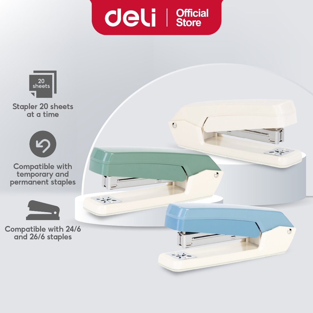 Deli 360° Rotating Stapler for No. 24/6 & 26/6 Bullets 可旋转订书机 Office ...