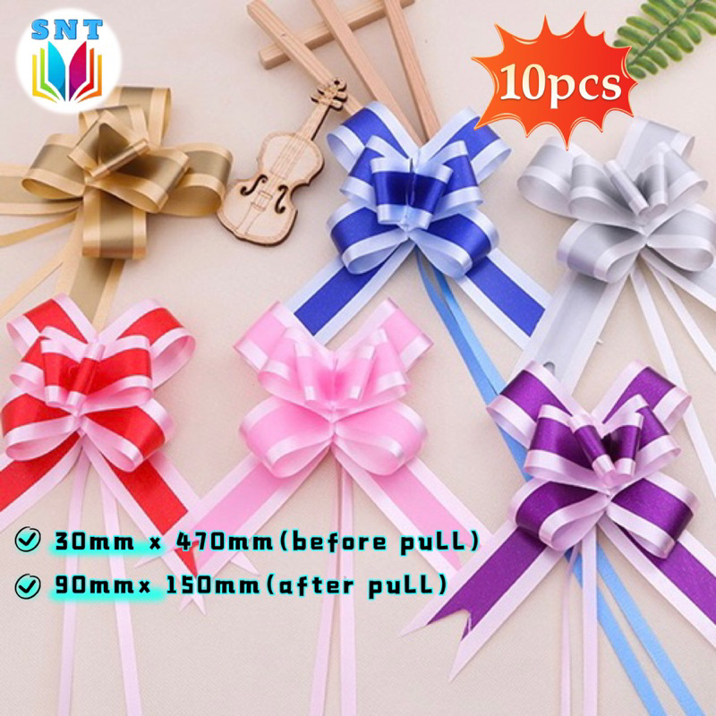SNT (R-XXB) 30mm 10 in 1set Easy Pull Flower Ribbon Gift Decorations ...