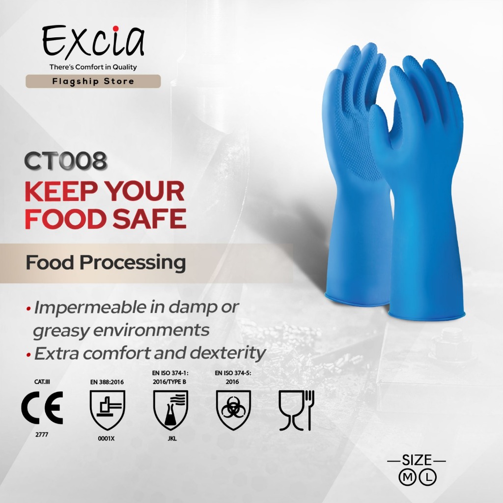 EXCIA CT008 Food Safe Household Gloves Reusable Kitchen Washing ...