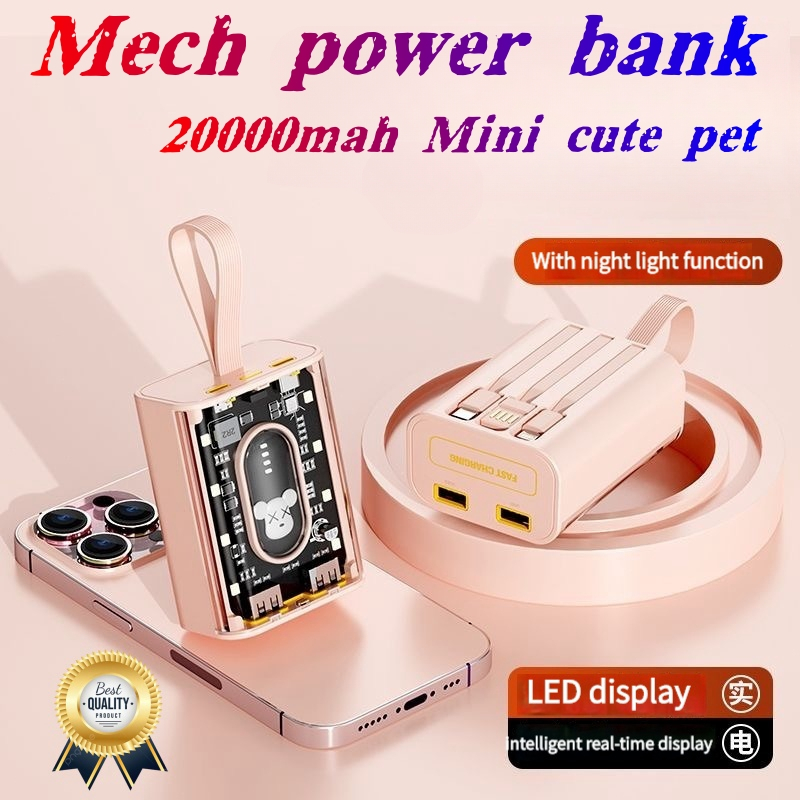 🔥Ready Stock🔥powerbank Transparent cartoon 20000mAh built-in 3-wire ...