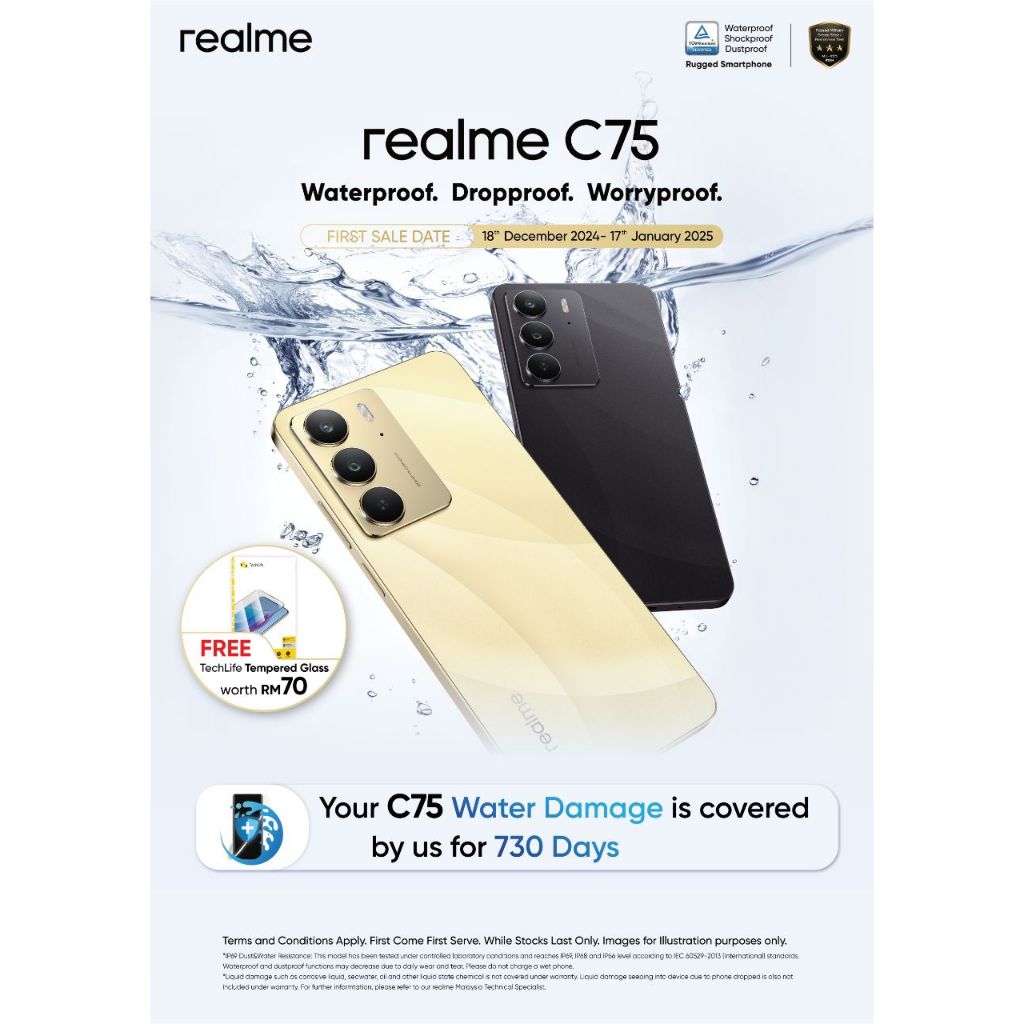 Realme C75 24GB RAM+256GB 6000Mah Battery WaterProof Dropproof | Shopee ...
