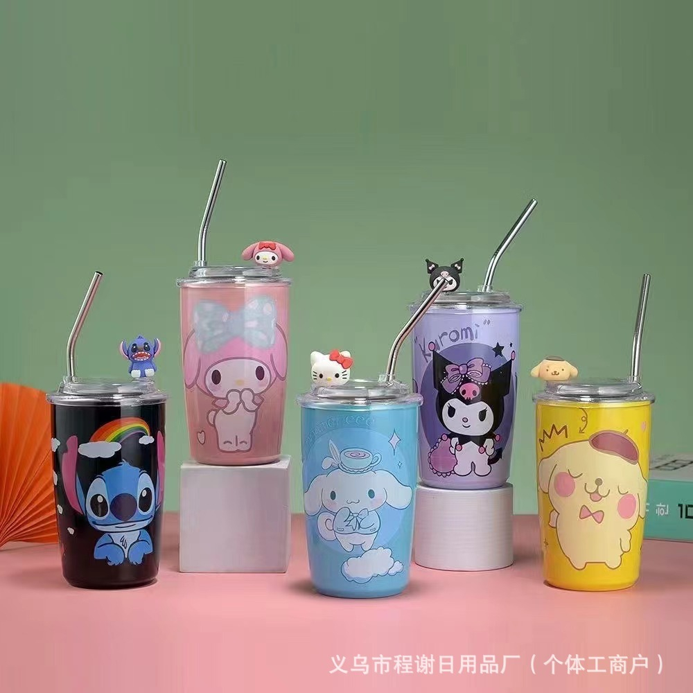 CURO 450ml Cartoon Coffee Cup Cute Stainless Steel Thermal Mug Tahan ...