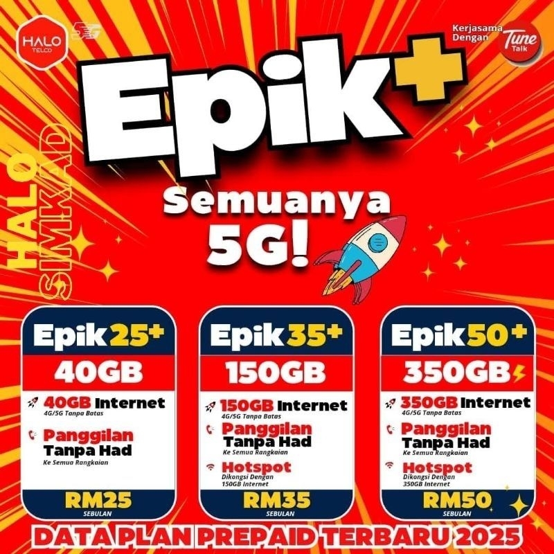 𝗦𝗜𝗠 𝗖𝗔𝗥𝗗 𝗛𝗔𝗟𝗢𝗧𝗘𝗟𝗖𝗢 𝗧𝗨𝗡𝗘𝗧𝗔𝗟𝗞 HALO EPIK - Sim card Unlimited Data & Call | Shopee Malaysia