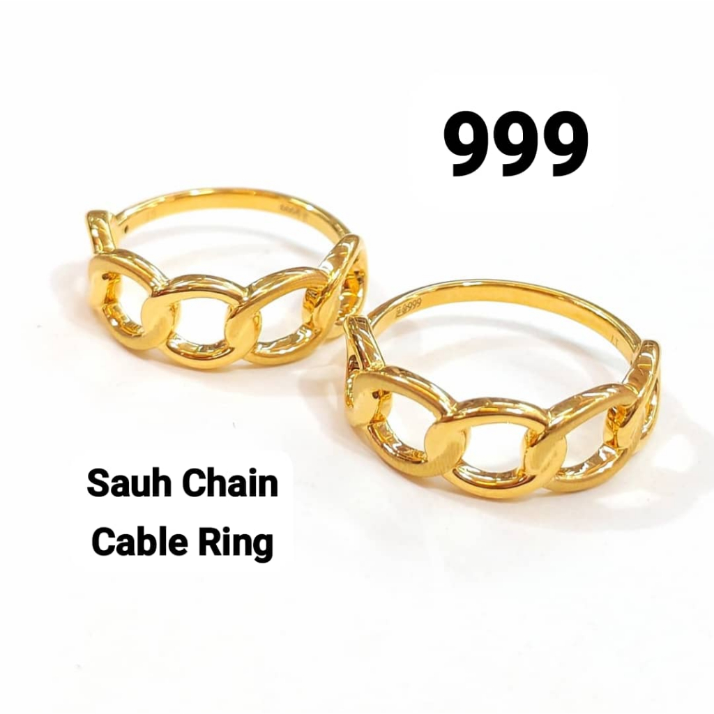 Wing Sing 999 Cincin Cable Sauh Besar Fesyen Ring / 999 Limited Edition ...