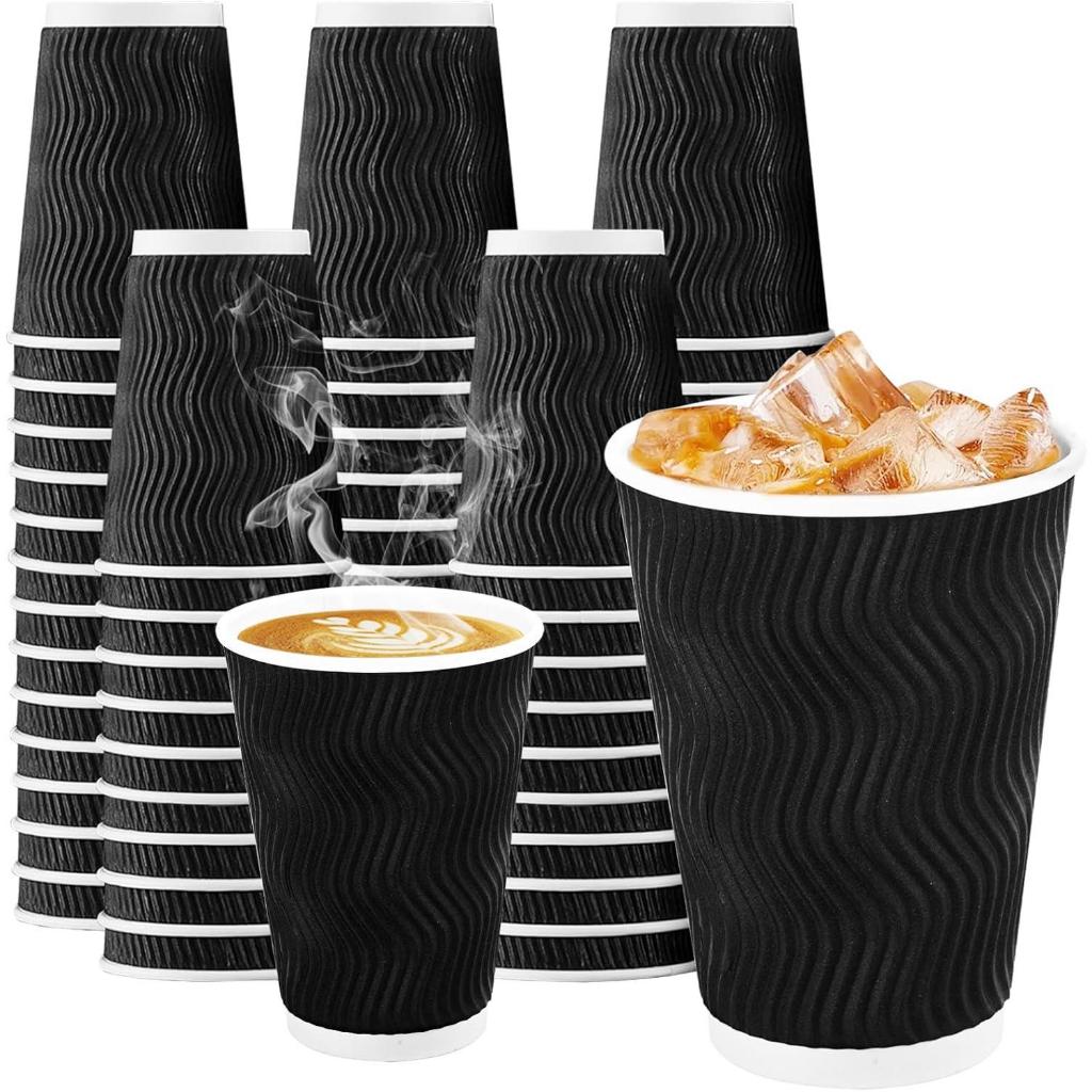 8oz(Black) Ripple Wall Disposable Hot Cup/Premium Coffee Hot Paper Cup ...
