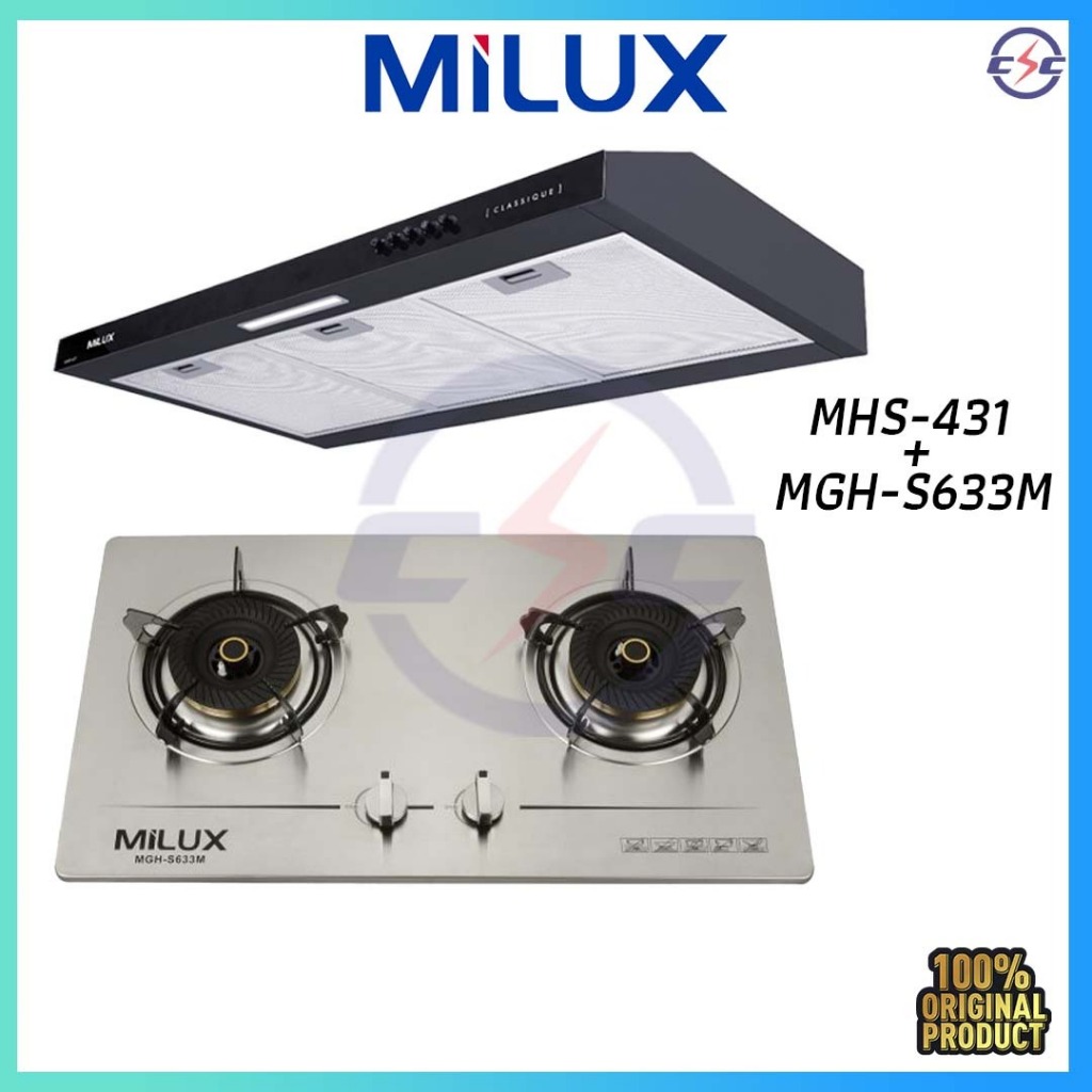 MILUX MHS-431 SLIM HOOD + MILUX MGH-S633M STAINLESS STEEL PREMIUM BUILT ...