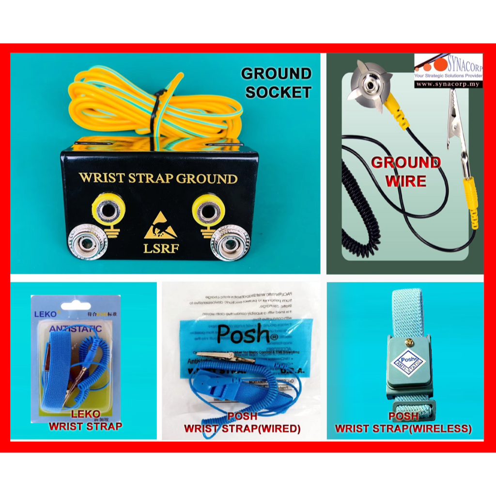 LEKO POSH ESD Anti-static Wrist Strap (Adjustable) / PVC Grounding Wire ...