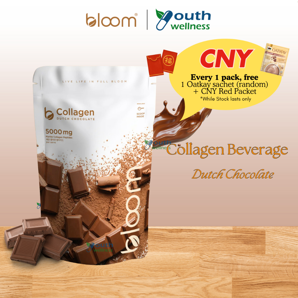 Bloom Collagen Dutch Chocolate with 5000mg Marine Collagen Peptides ...