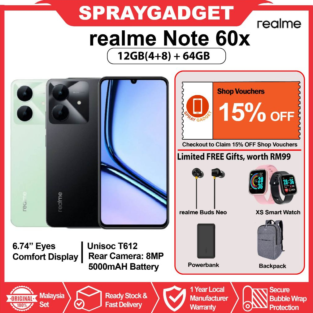 realme Note 60X (12GB*(4+8) RAM + 64GB ROM) IP54 Rated l 5000mAH ...