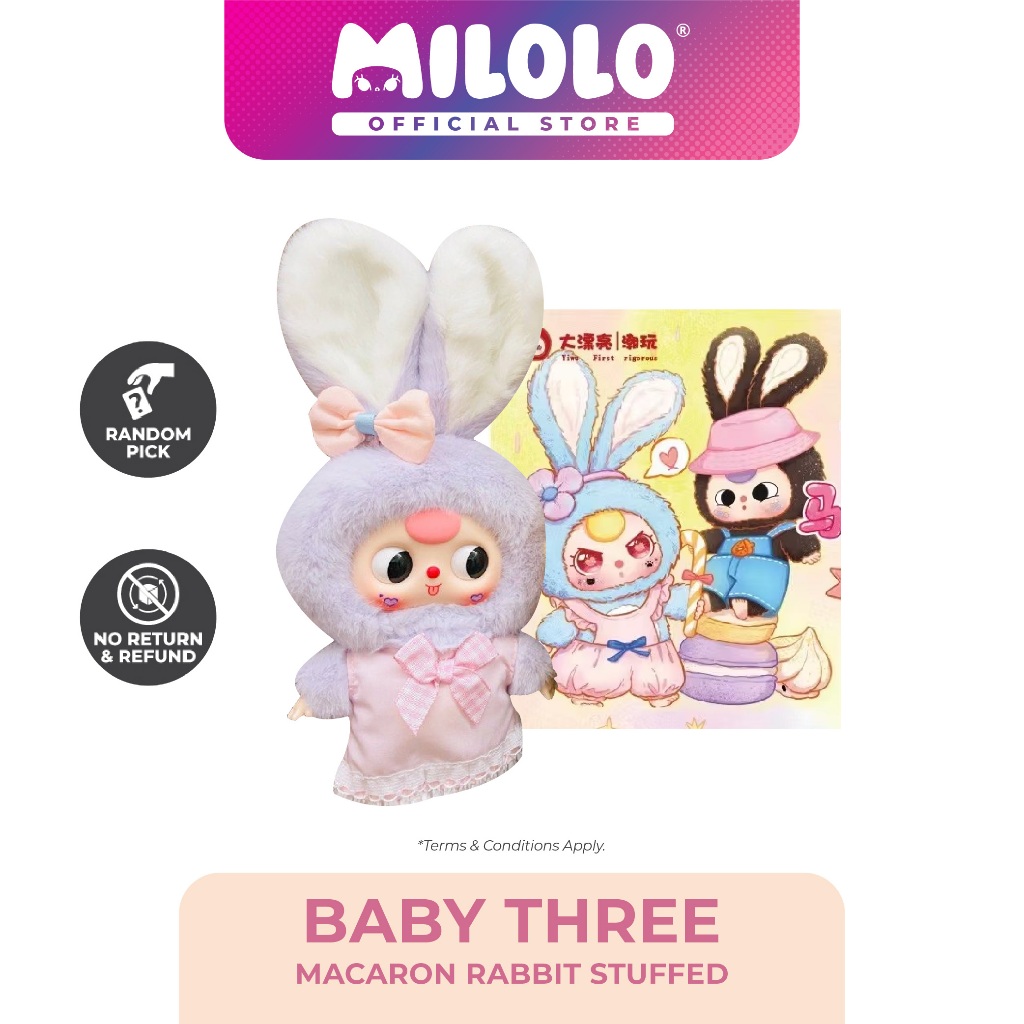 [MILOLO] BABY THREE Macaron Rabbit Stuffed Plush Blind Box - Original ...