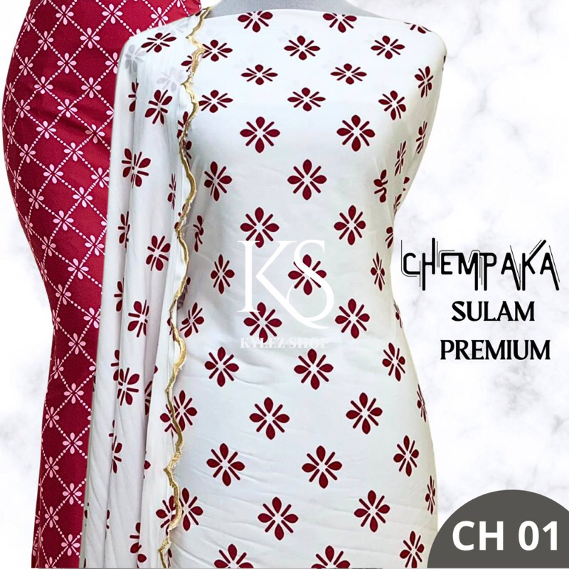 BATIK CHEMPAKA SULAM PREMIUM BIDANG 45 OPEN METER MATERIAL HUALILI SILK ...