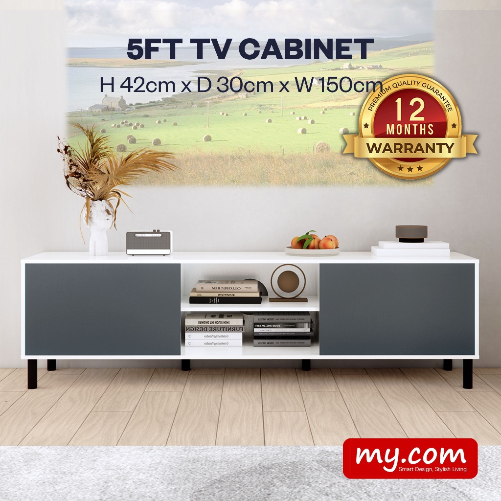 Kabinet TV 5 Kaki/ 5ft TV Cabinet with Doors my-com/TV Stand/Living ...