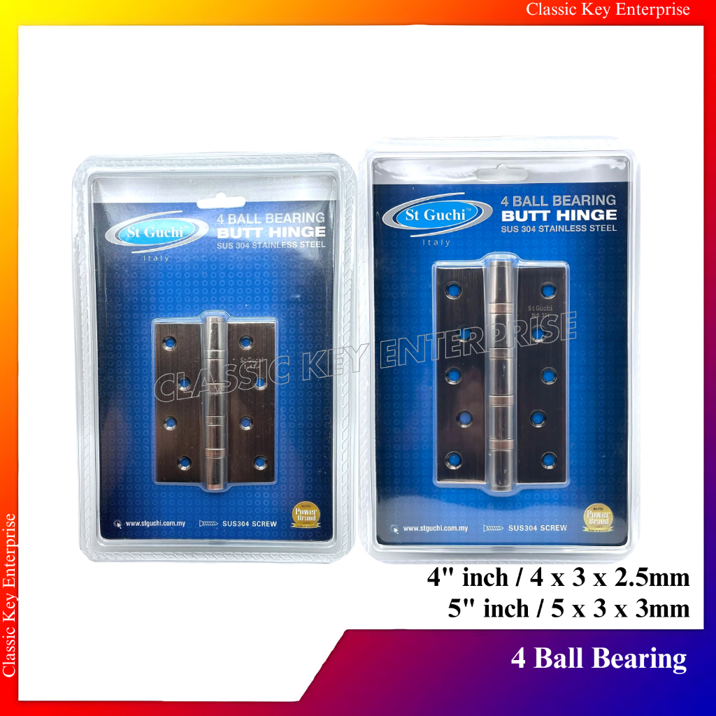 St Guchi Door Hinges SUS304 Stainless Steel Heavy Duty 4 Ball Bearing ...