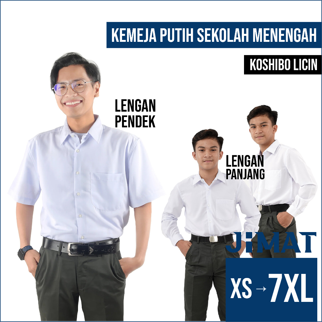 Kemeja Putih Sekolah Menengah Koshibo Licin | White School Shirt | Baju ...