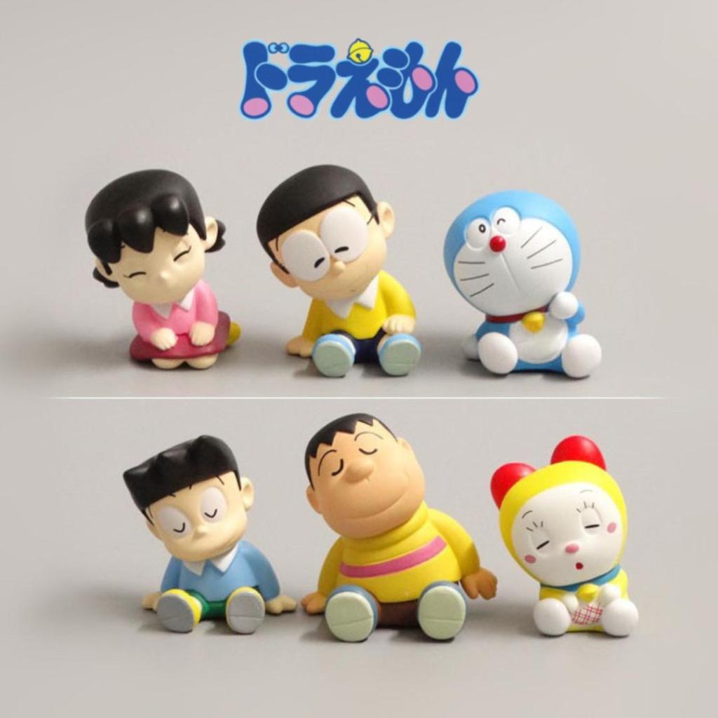 Doraemon Nobita Shizuka Suneo Gian Dorami Sitting Sleep Mini Figure ...