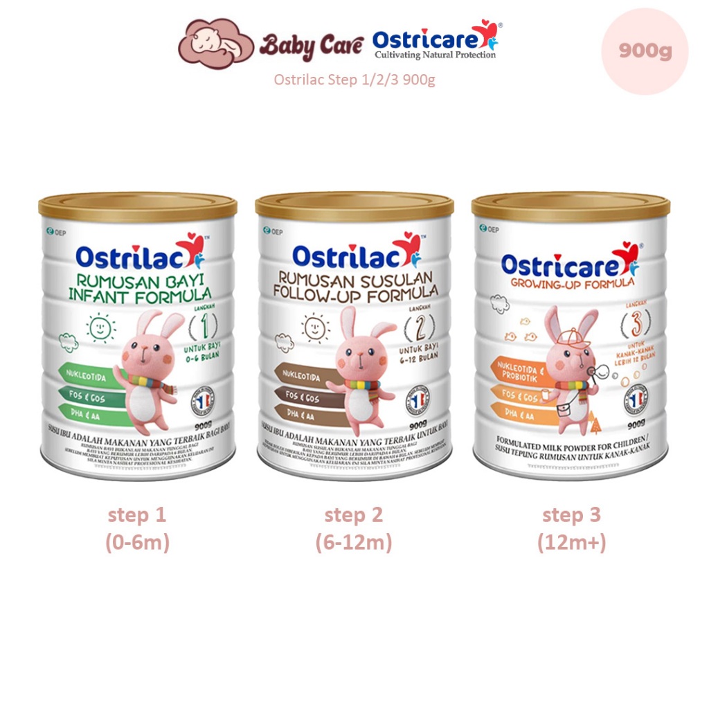 Ostricare & Ostrilac Step 1/ Step 2/ Step 3 Cow Milk Formula 900g Baby ...